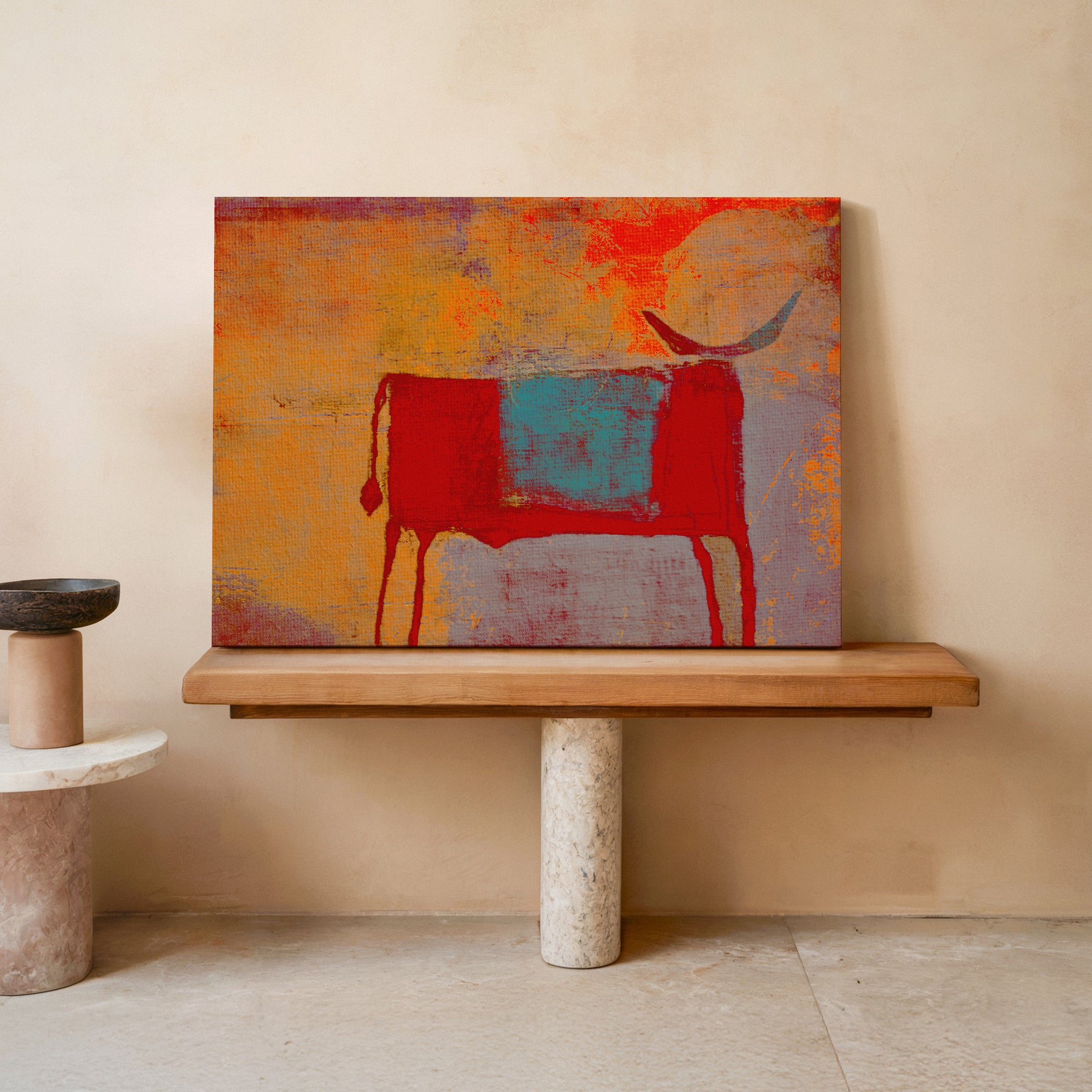 Toro Rojo - Colorful Canvas Wall Art - Vybe Interior