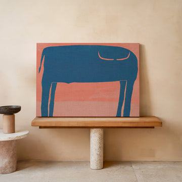 Toro Azul - Vertical Canvas Wall Art - Vybe Interior