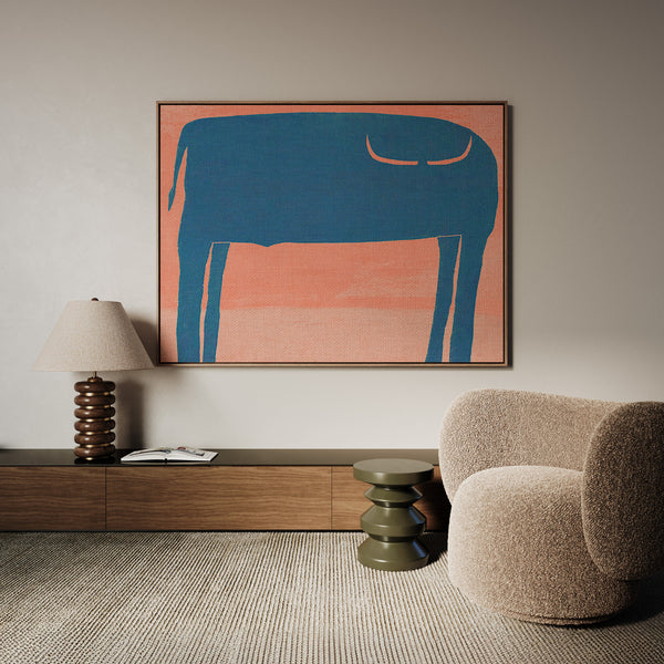 Toro Azul - Vertical Canvas Wall Art - Vybe Interior