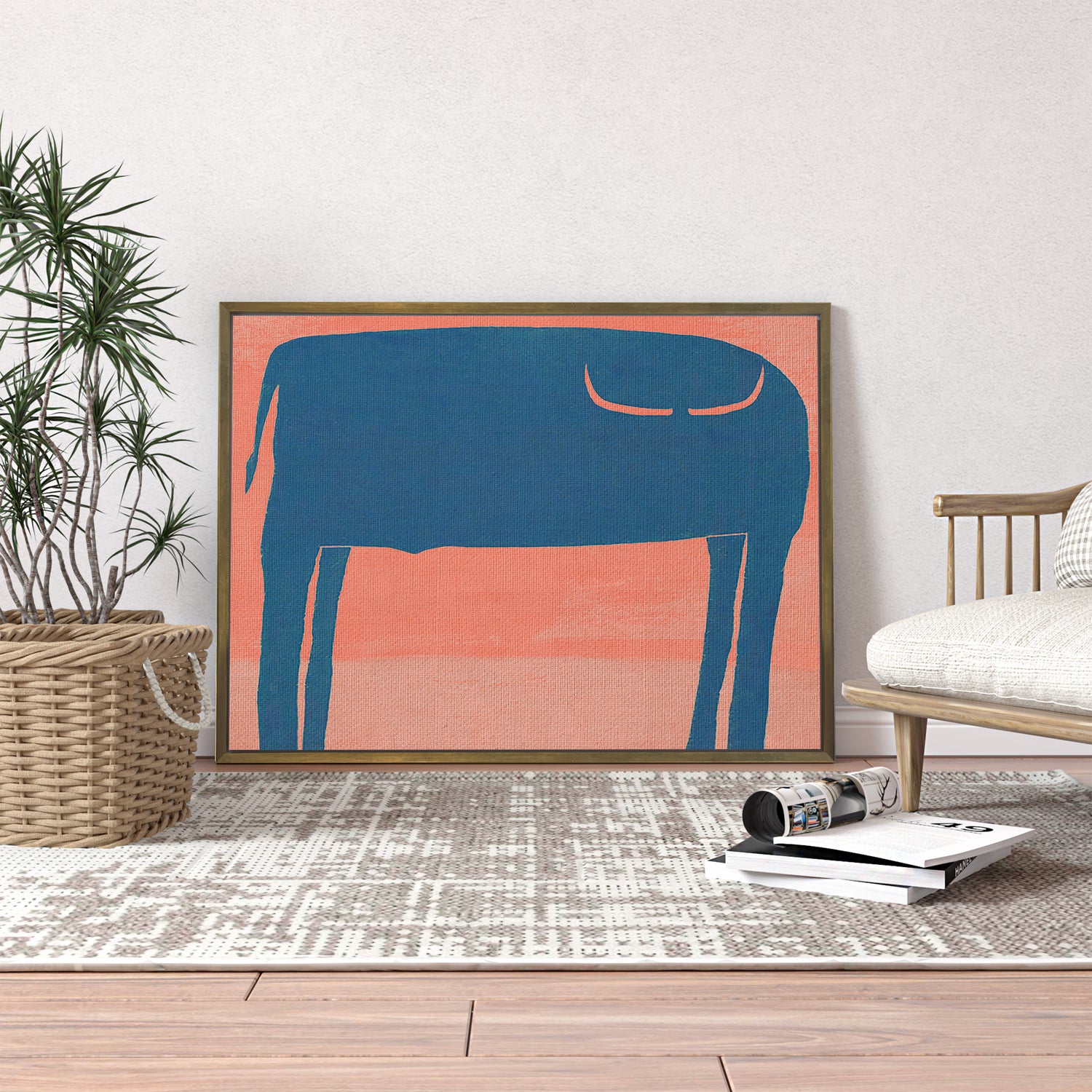 Toro Azul - Vertical Canvas Wall Art - Vybe Interior