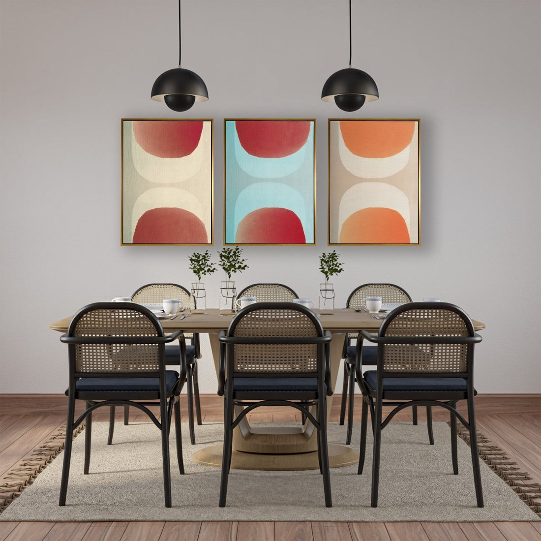 Mirrored Sun - 3-piece Canvas Wall Art - Vybe Interior