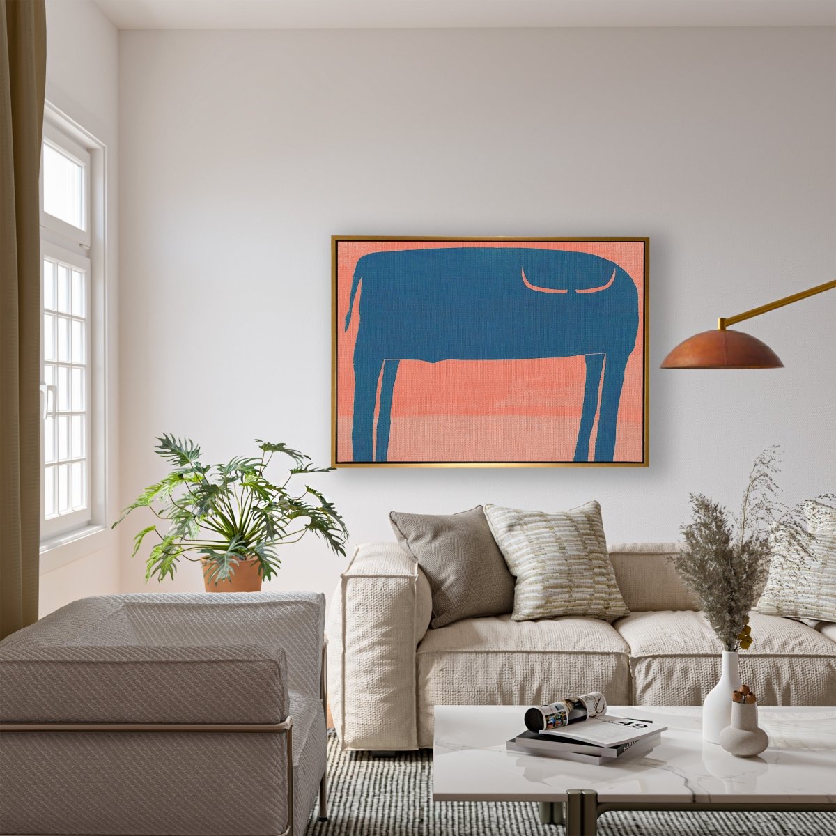 Toro Azul - Vertical Canvas Wall Art - Vybe Interior