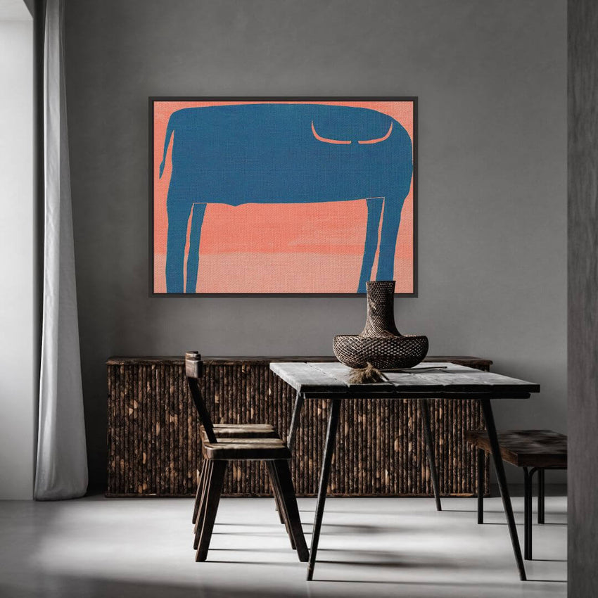 Toro Azul - Vertical Canvas Wall Art - Vybe Interior