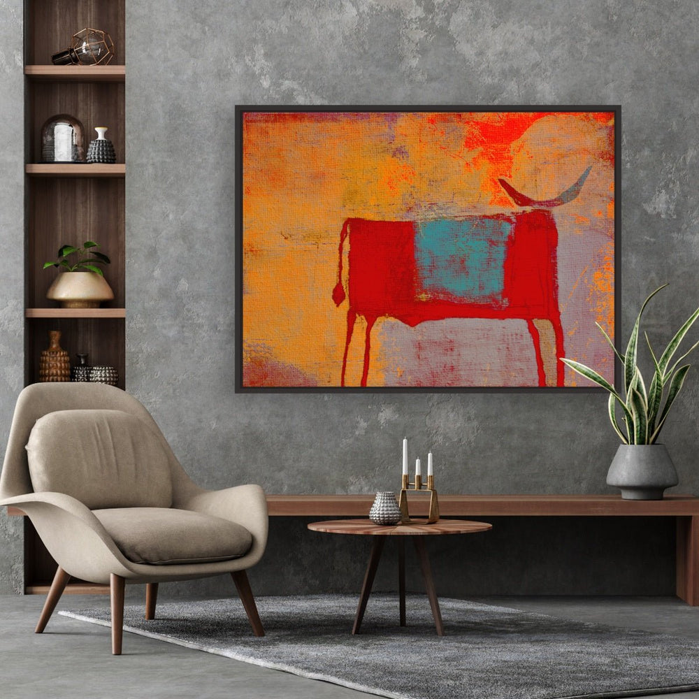 Toro Rojo - Colorful Canvas Wall Art - Vybe Interior