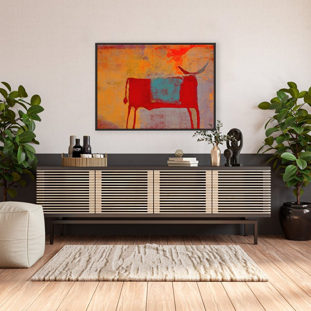 Toro Rojo - Colorful Canvas Wall Art - Vybe Interior